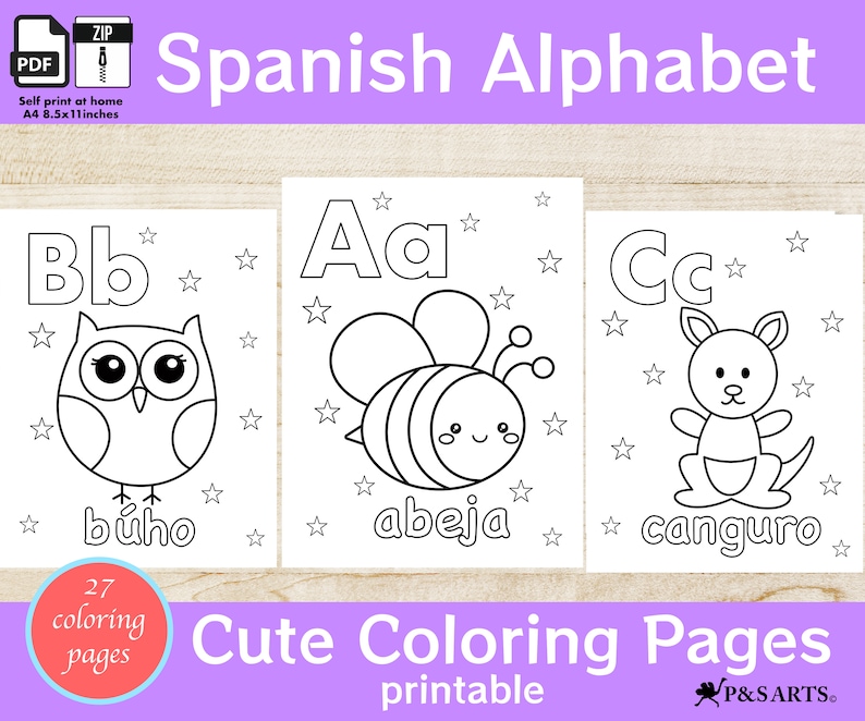 Spanish Alphabet, Animal Coloring Pages for Kids, Alphabet Letter ...