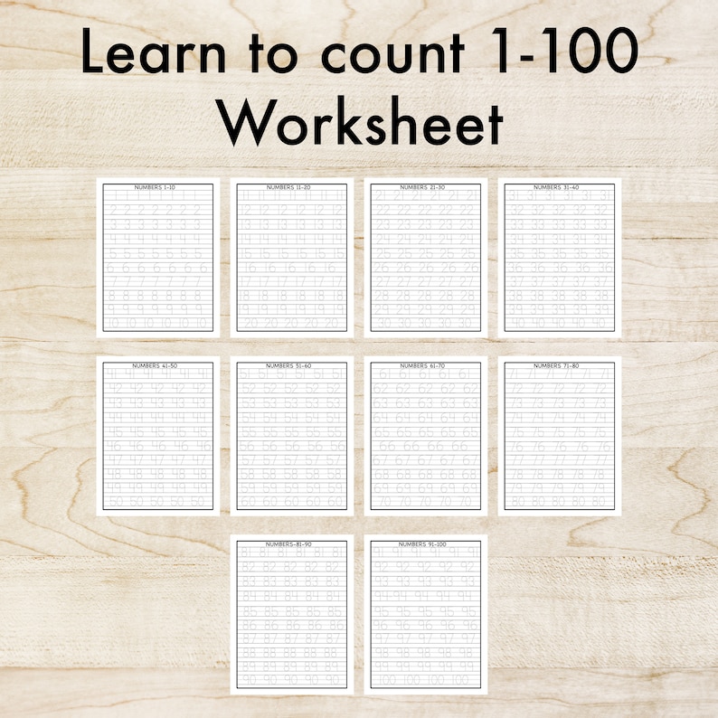 Number Tracing Worksheets 1-100 Preschool Printable, Kindergarten ...