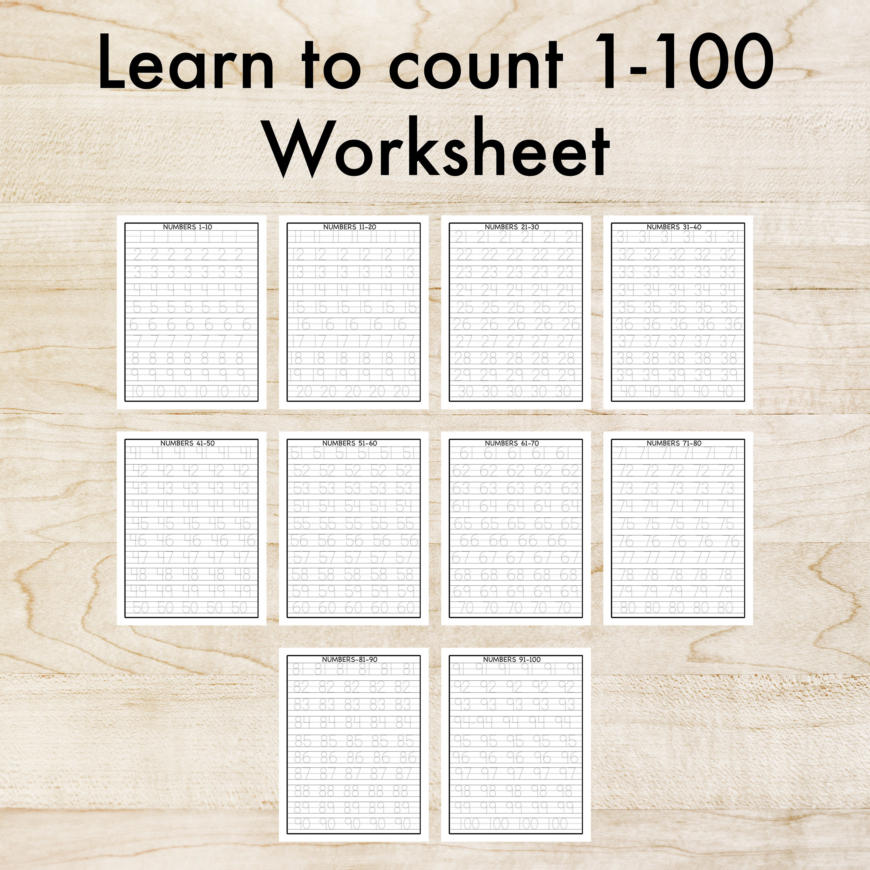 Number Tracing Worksheets 1-100 Preschool Printable, Kindergarten ...