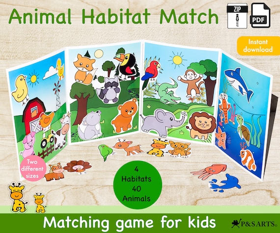 Learning Animals Printable Matching Activities Preschool | Etsy
