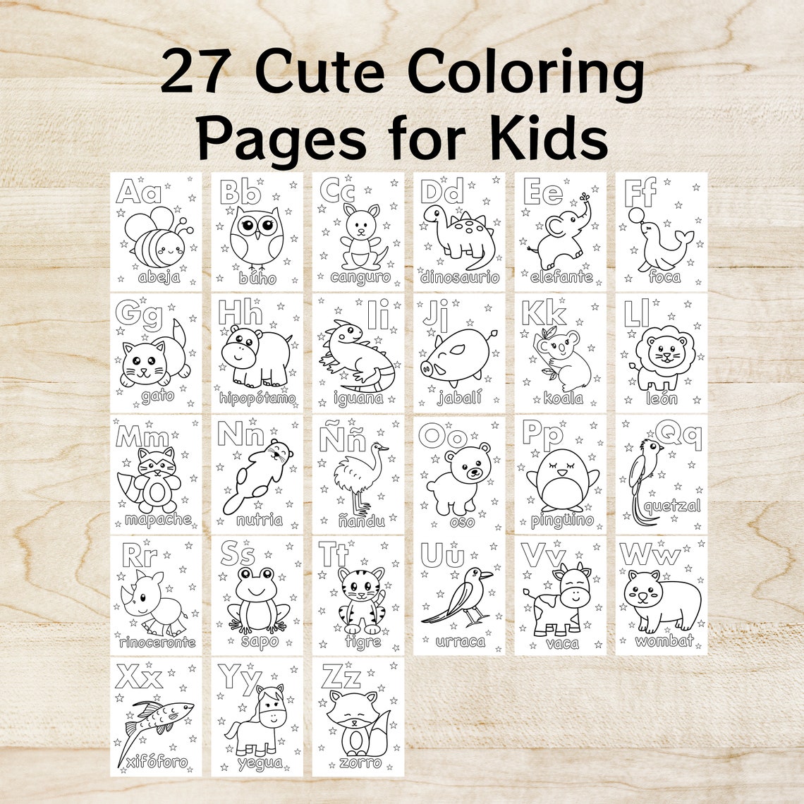 Spanish Alphabet, Animal Coloring Pages for Kids, Alphabet Letter ...