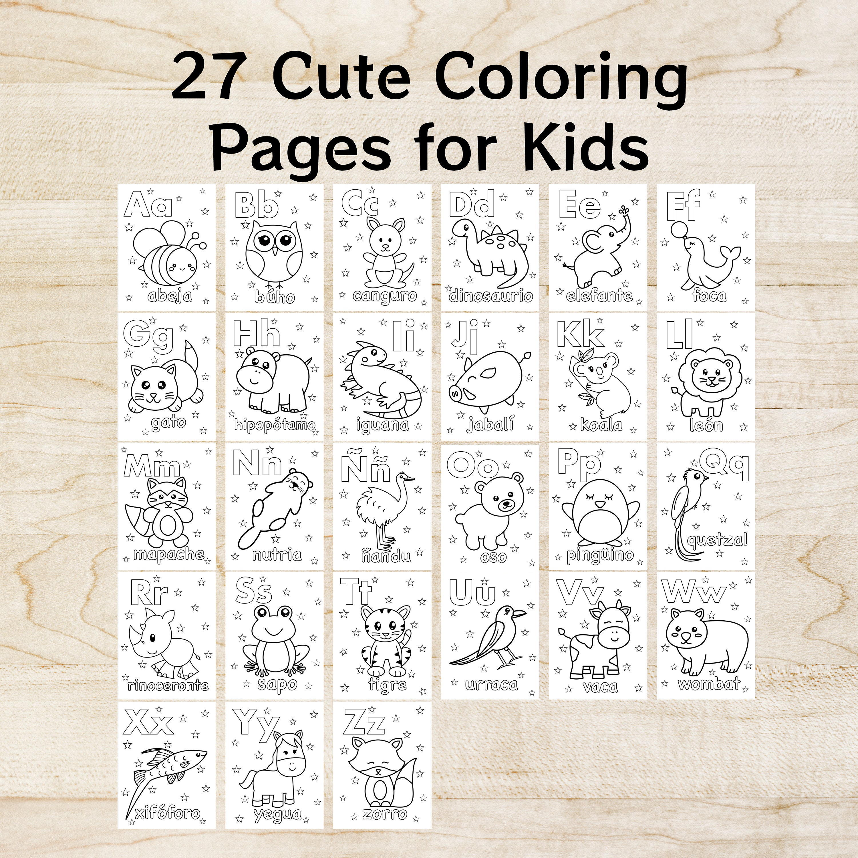 Spanish Alphabet, Animal Coloring Pages for Kids, Alphabet Letter ...