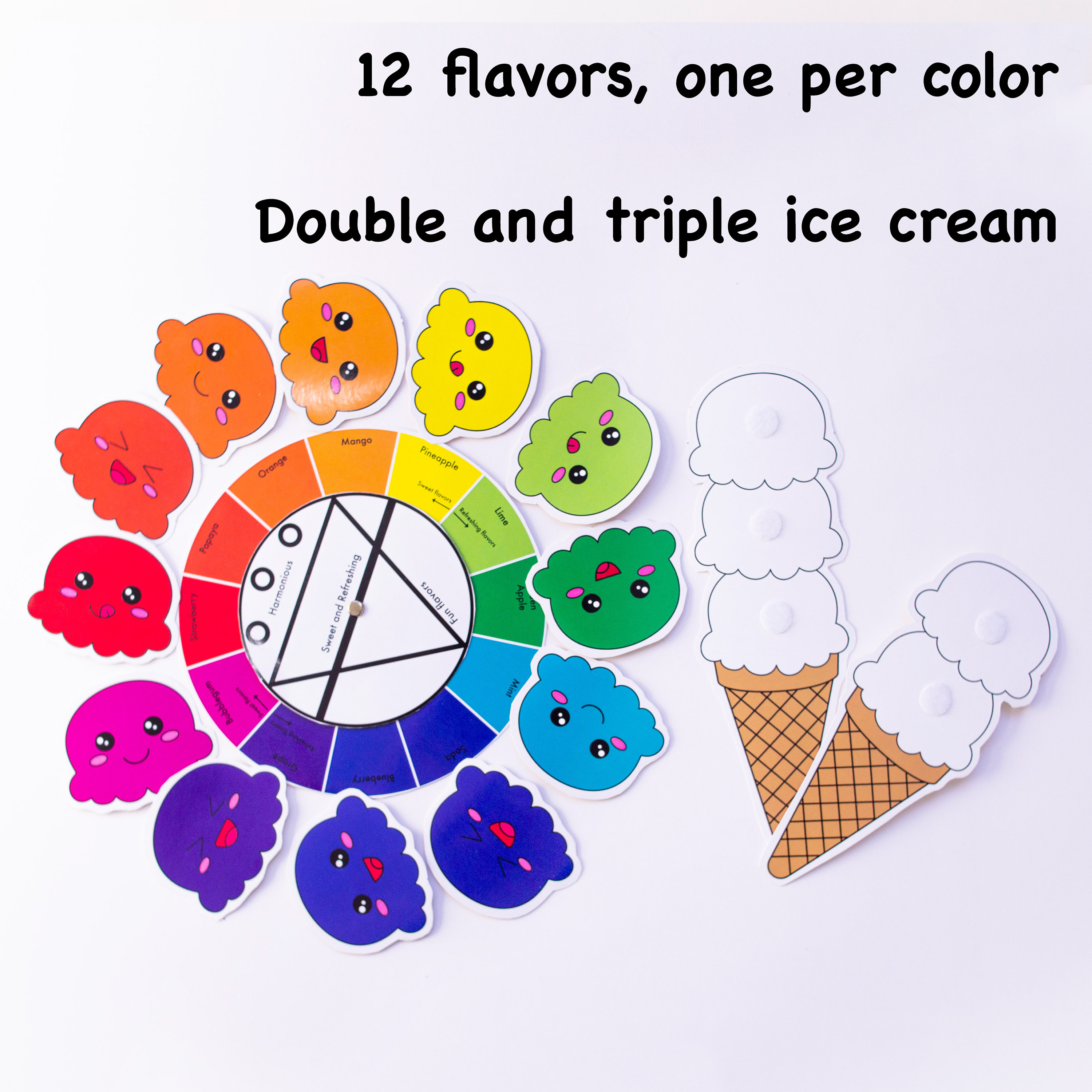 Ice Cream Color Wheel for Kids, Color Combinations Made Fun and Easy - Etsy
