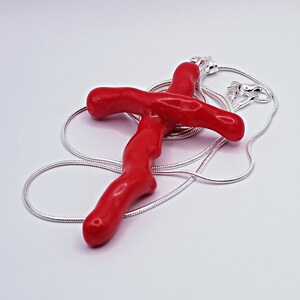 Red Coral Cross Pendant 3D Printed Necklace 925 Sterling - Etsy