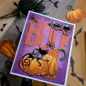 Spooky Halloween Card; BOO Cats and Pumpkins Halloween Card; Scary Card ...