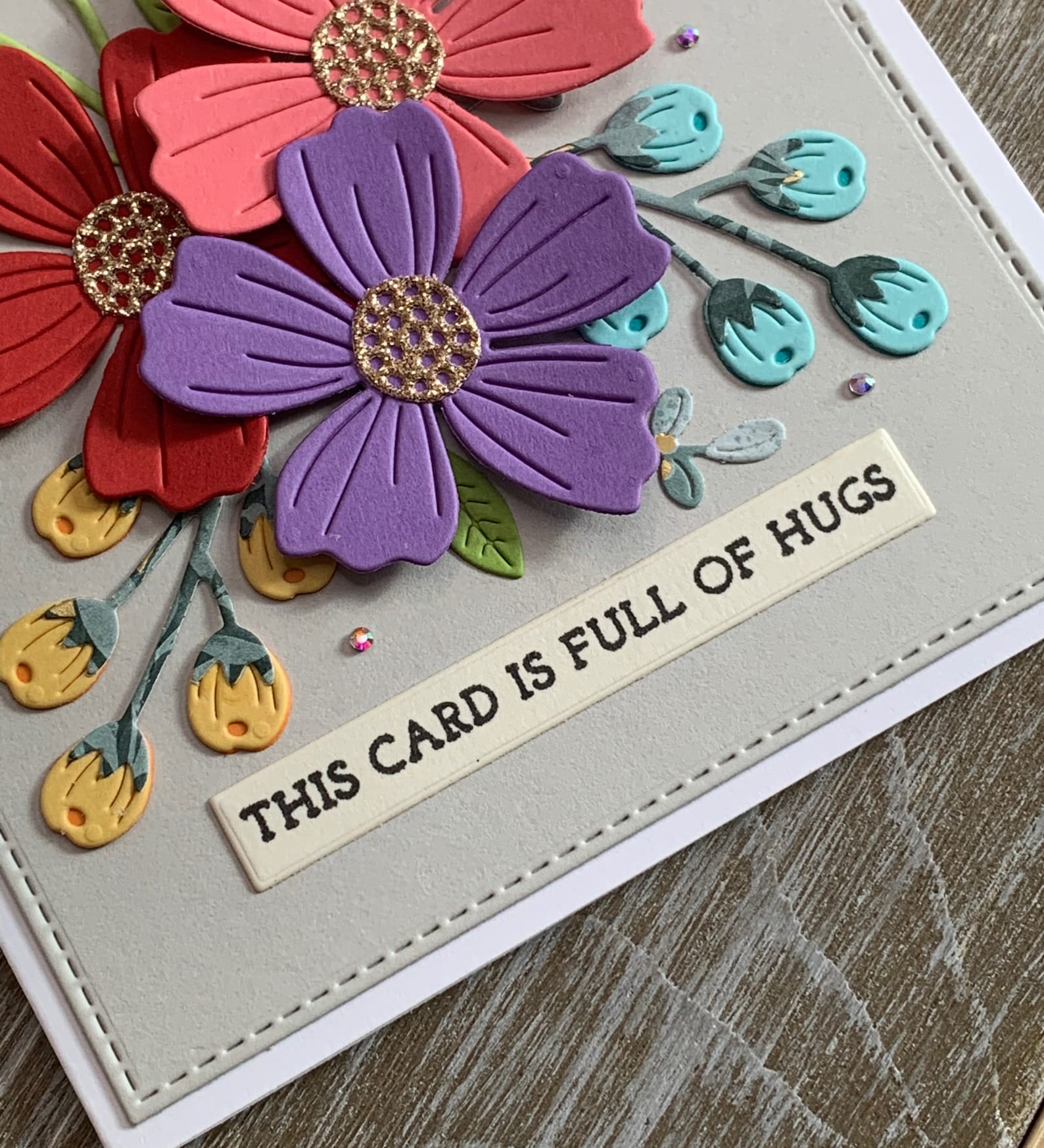 Large Bloom Floral Bouquet Card; This Card is Full of Hugs Greeting ...