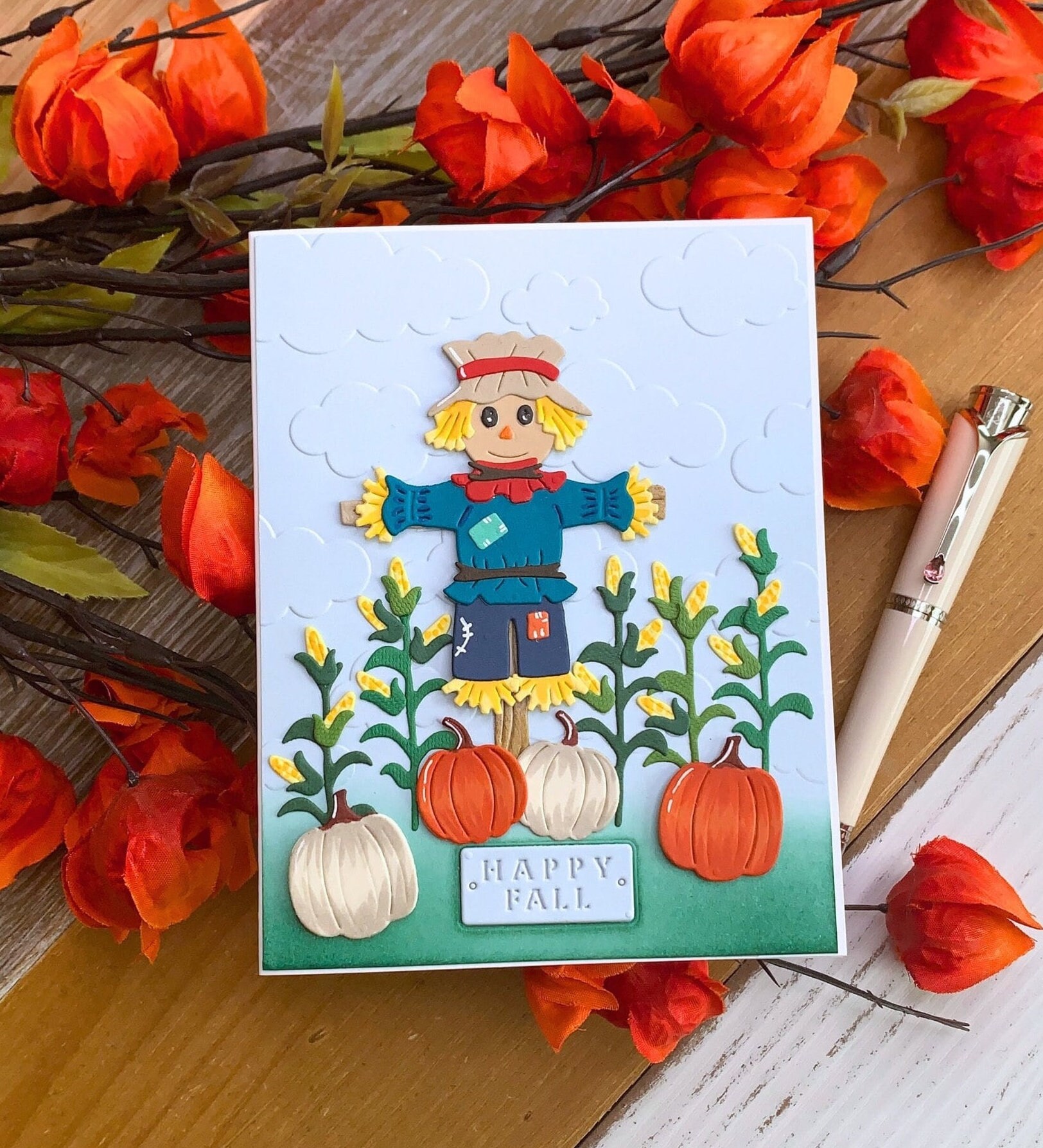 Fall Scarecrow Card, Happy Fall or Thankful Card, Thanksgiving Card ...