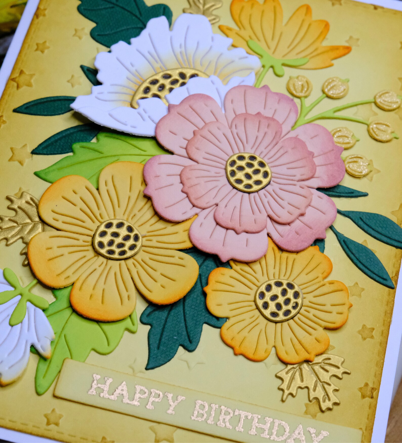 Yellow Birthday Card With Florals; Floral Birthday Card in Yellow Tones ...