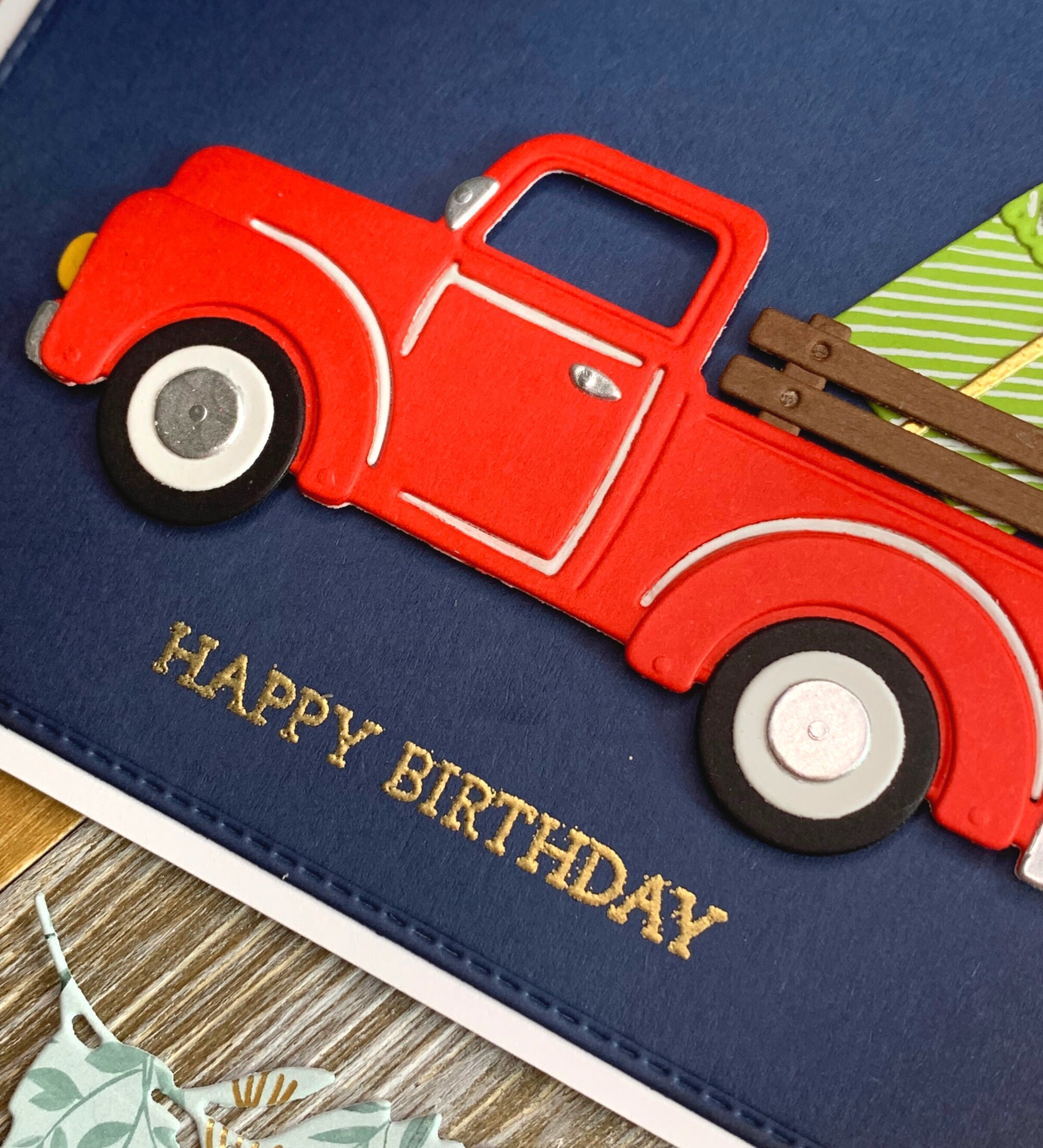 Red Classic Truck Birthday Card With Present Happy Birthday Vintage ...