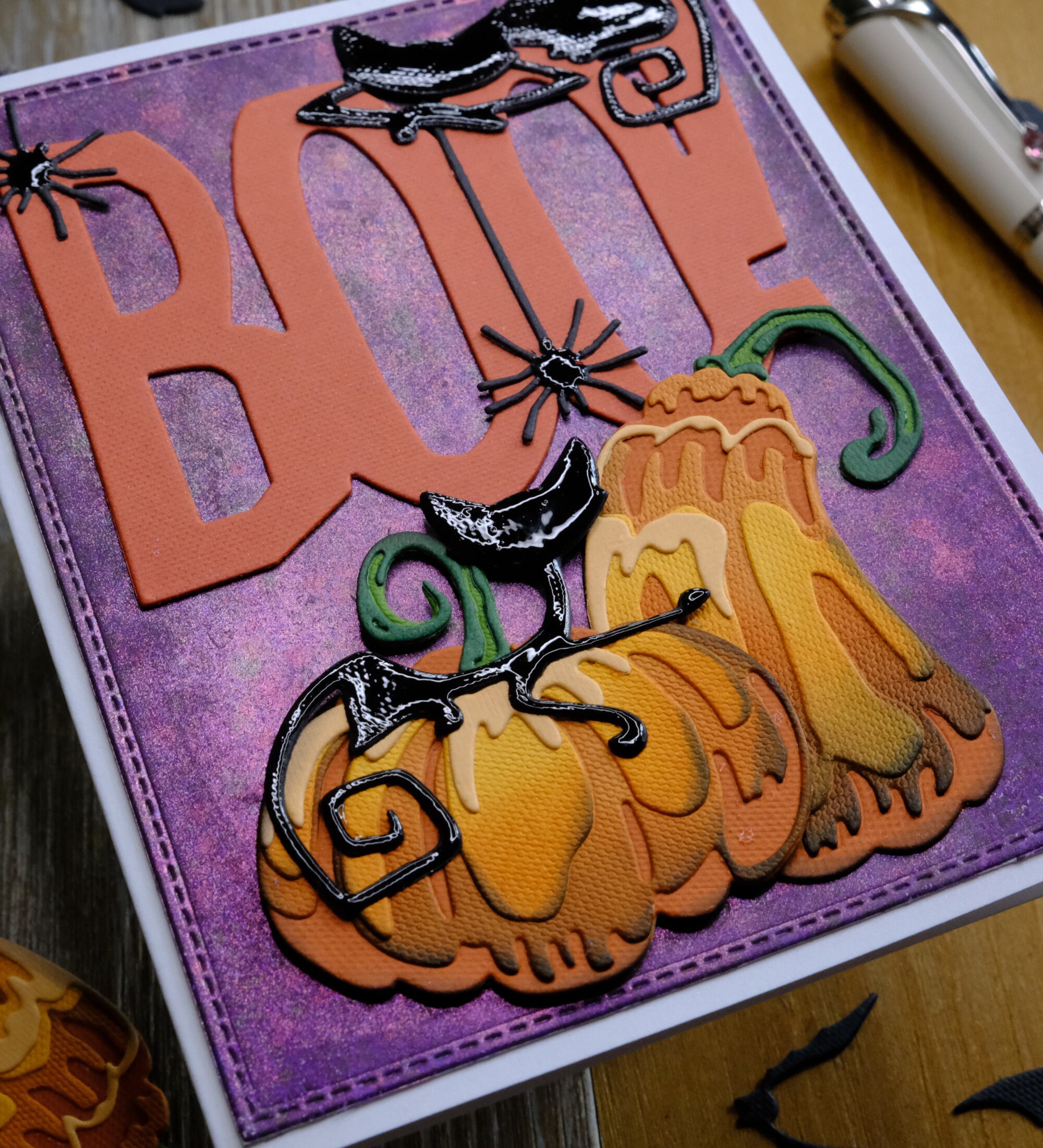 Spooky Halloween Card BOO Cats and Pumpkins Halloween Card - Etsy