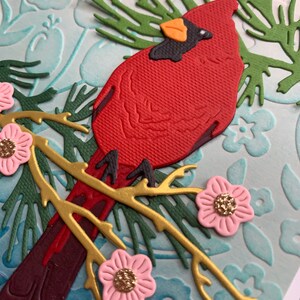 Red Cardinal Happy Birthday Card; Red Cardinal Miss You Card; Handmade ...