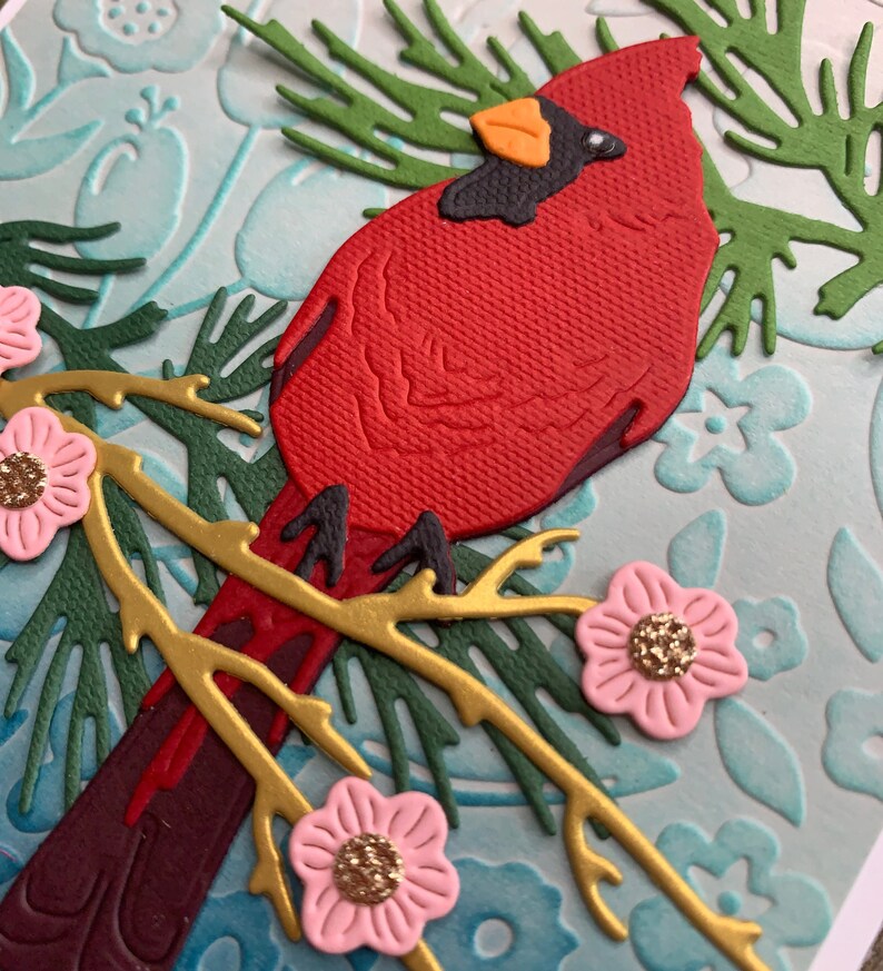 Red Cardinal Happy Birthday Card; Red Cardinal Miss You Card; Handmade ...