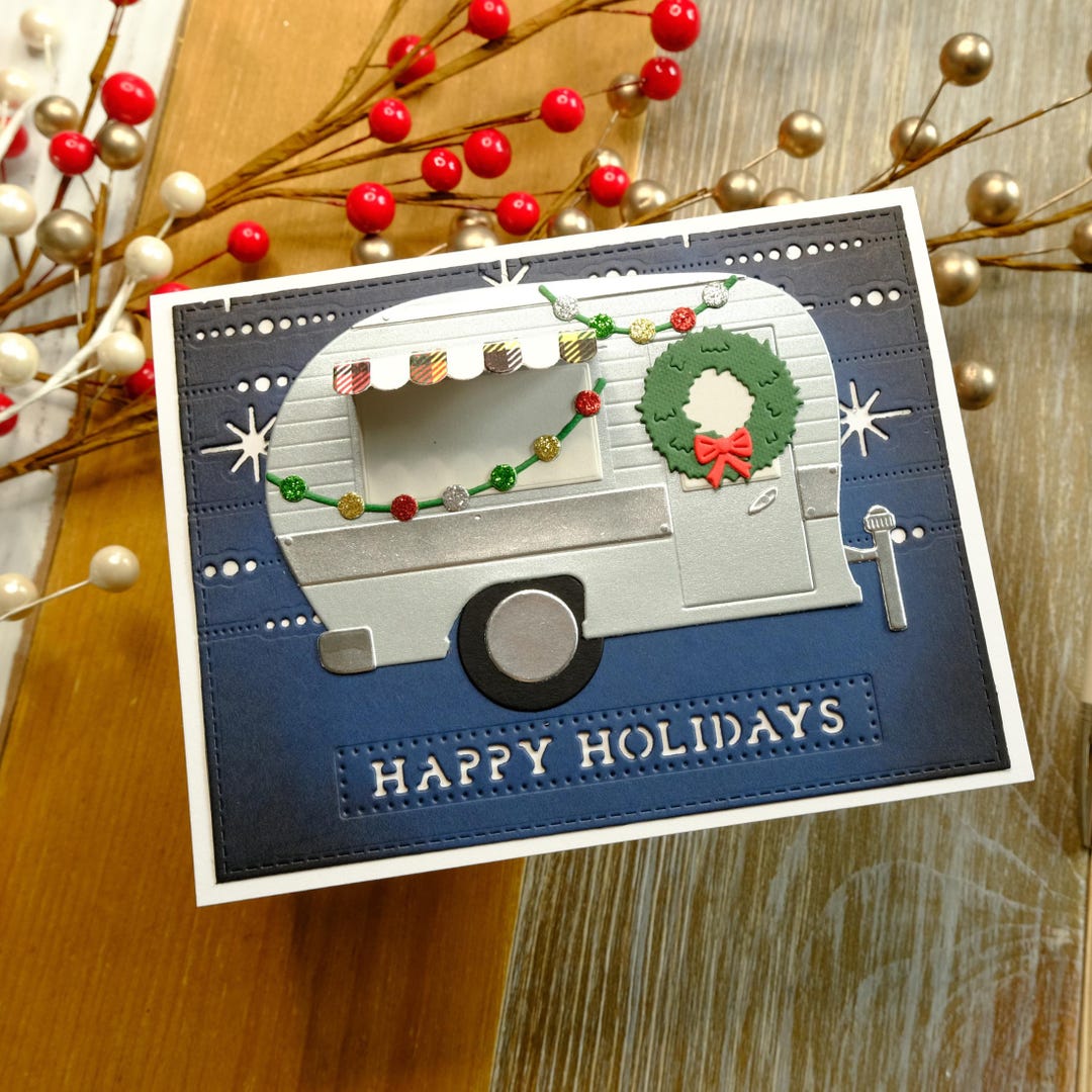 Camper RV Christmas Card Silver Camper Van Holiday Card for the Camping ...