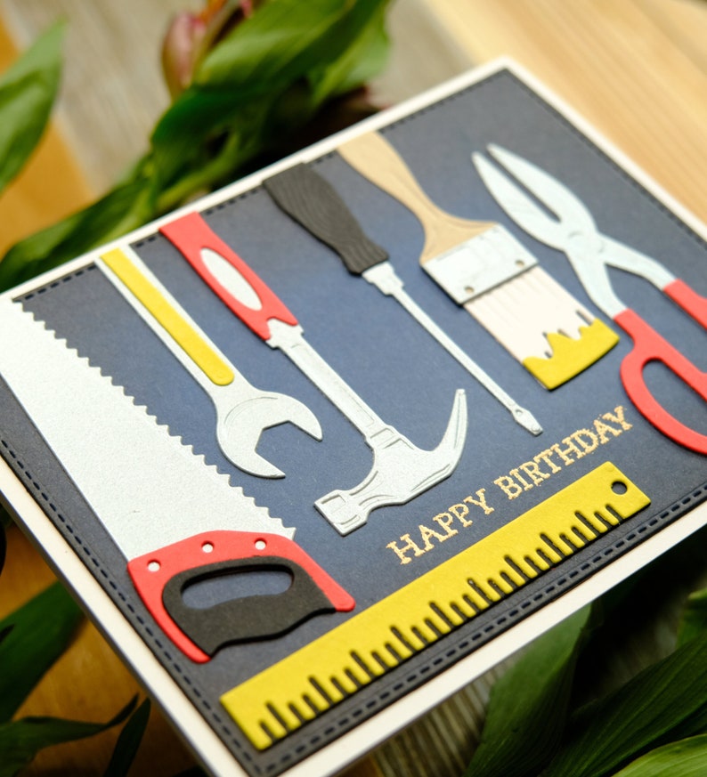 Tools Birthday Card Set of Tools, Toolbox Card for Birthday Masculine ...