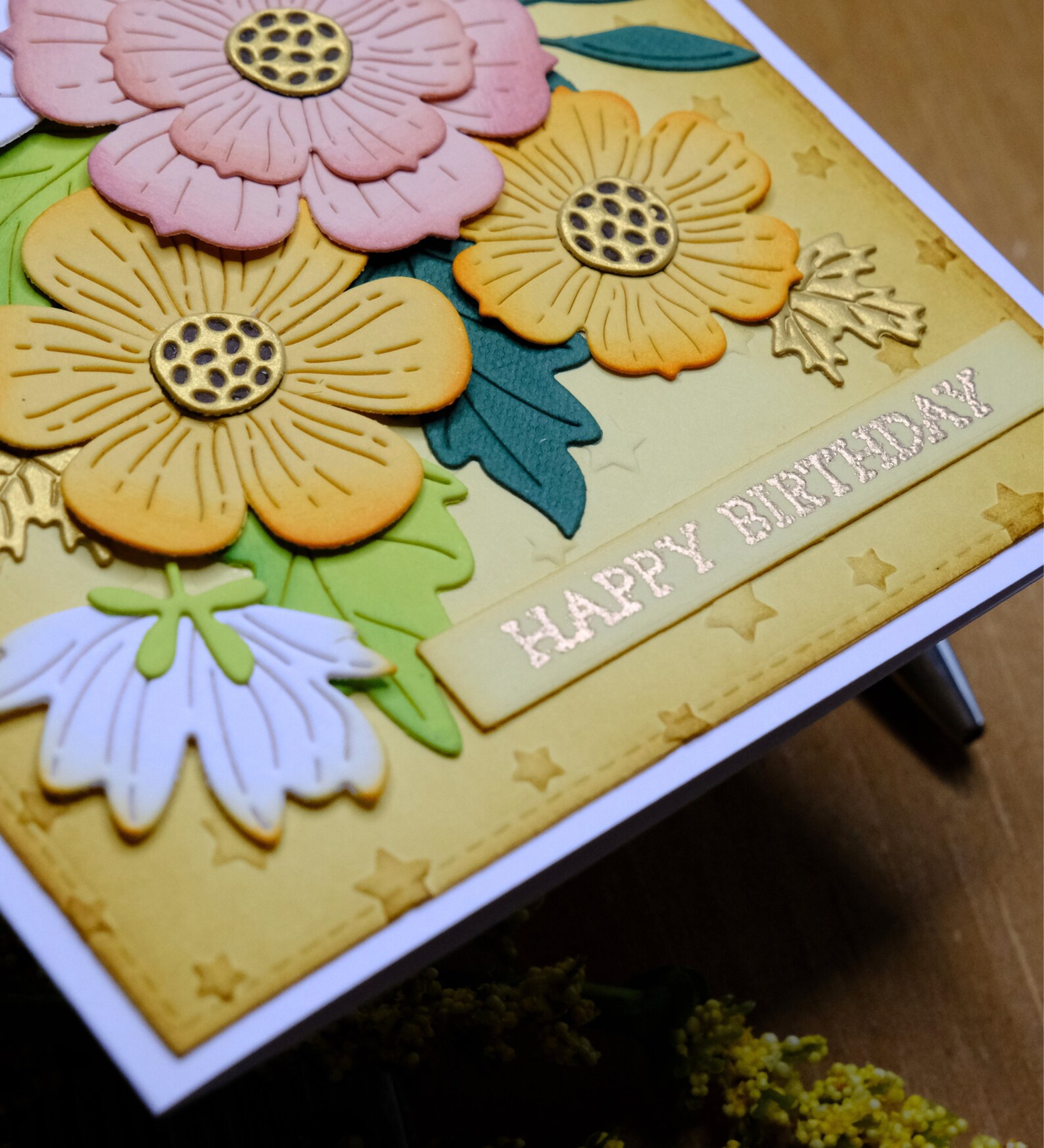 Yellow Birthday Card With Florals; Floral Birthday Card in Yellow Tones ...