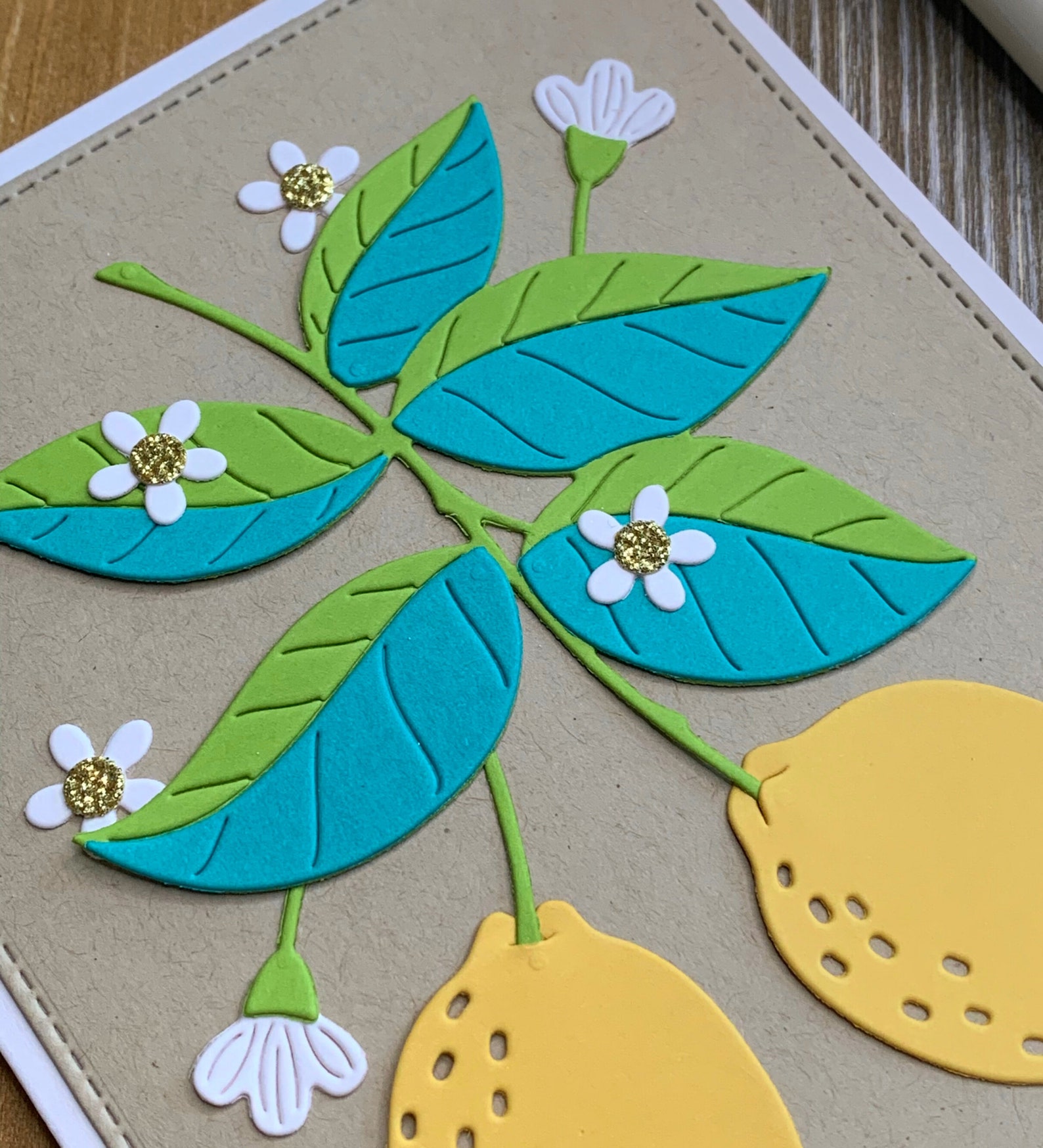 Lemon Tree Branch Card Handmade Floral Lemon Greeting Card - Etsy