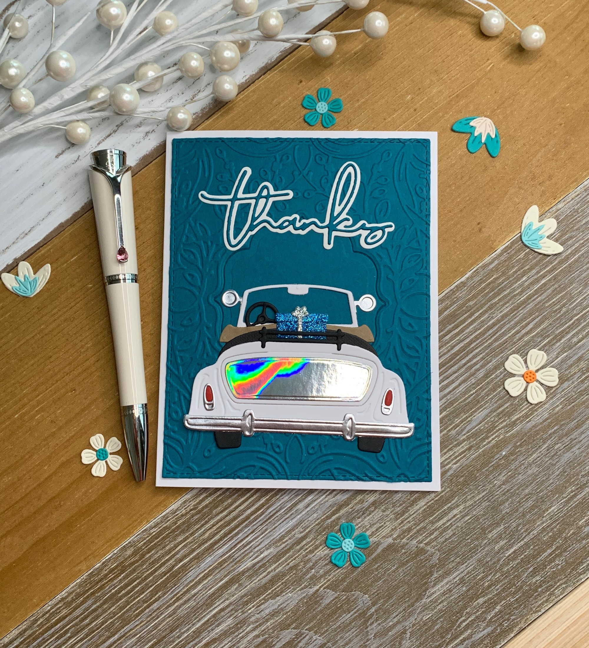 Classic Car Thank You Card; Thanks Handmade Greeting Card Featuring ...