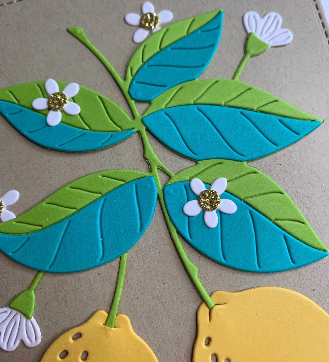 Lemon Tree Branch Card Handmade Floral Lemon Greeting Card - Etsy