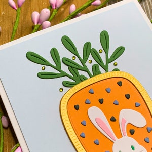 Easter Bunny and Carrot Card, Hoppy Easter Card, Happy Easter Handmade ...