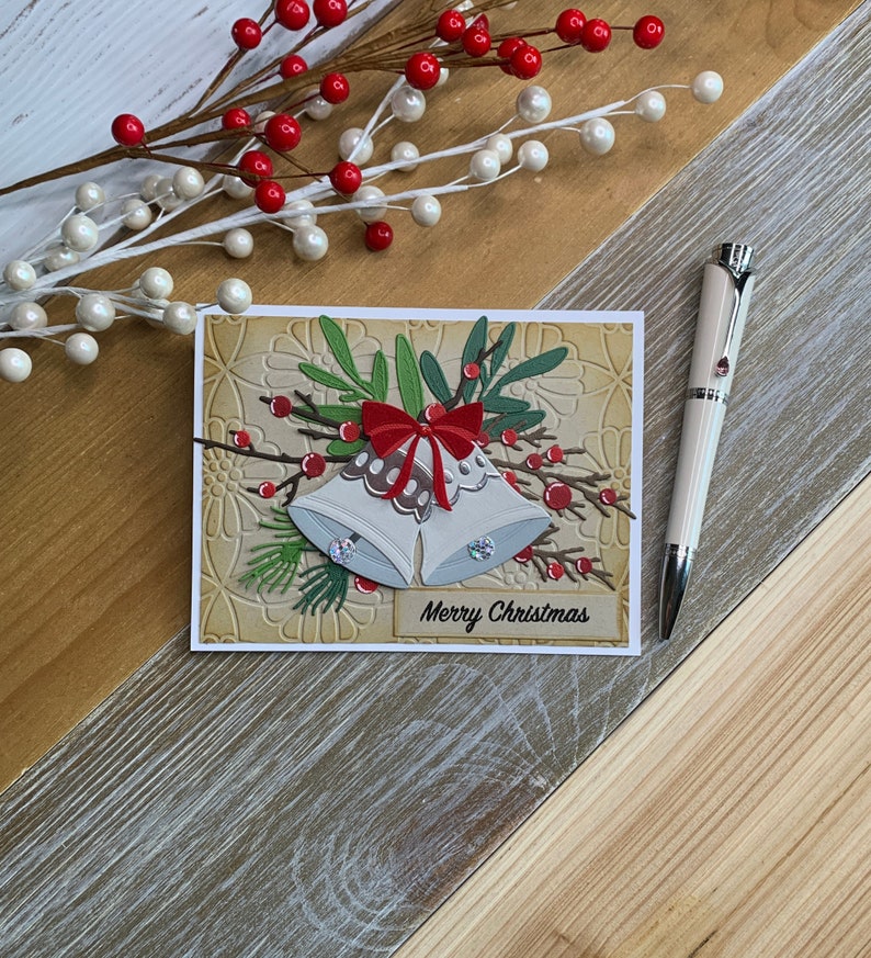 Jingle Bells Handmade Holiday Card Greeting Card With Bells - Etsy