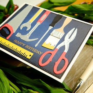 Tools Birthday Card; Set of Tools, Toolbox Card for Birthday; Masculine ...