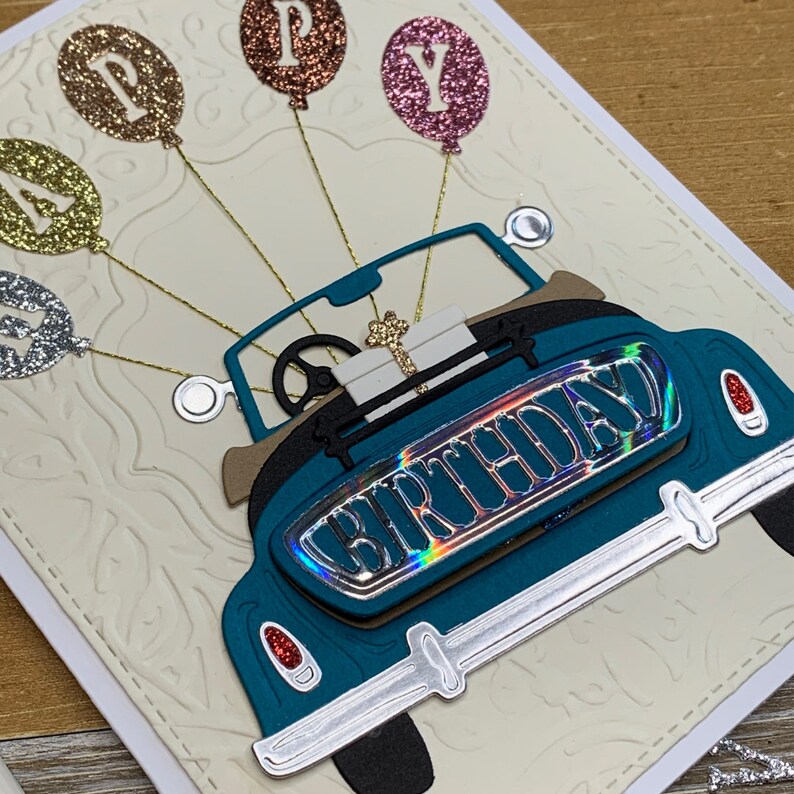 Blue Classic Car Birthday Card; Handmade Interactive Birthday Card ...