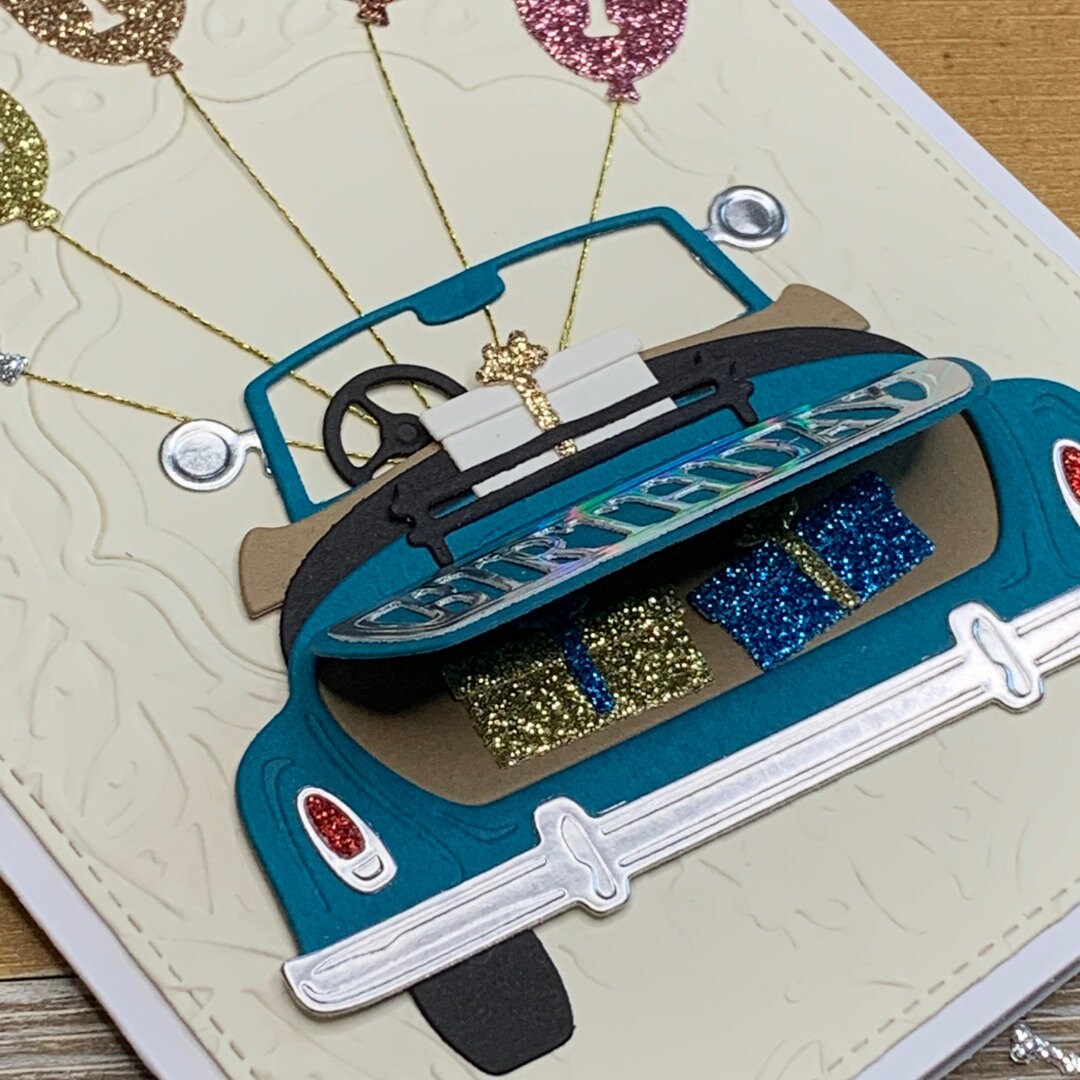 Blue Classic Car Birthday Card Handmade Interactive Birthday Card Happy ...