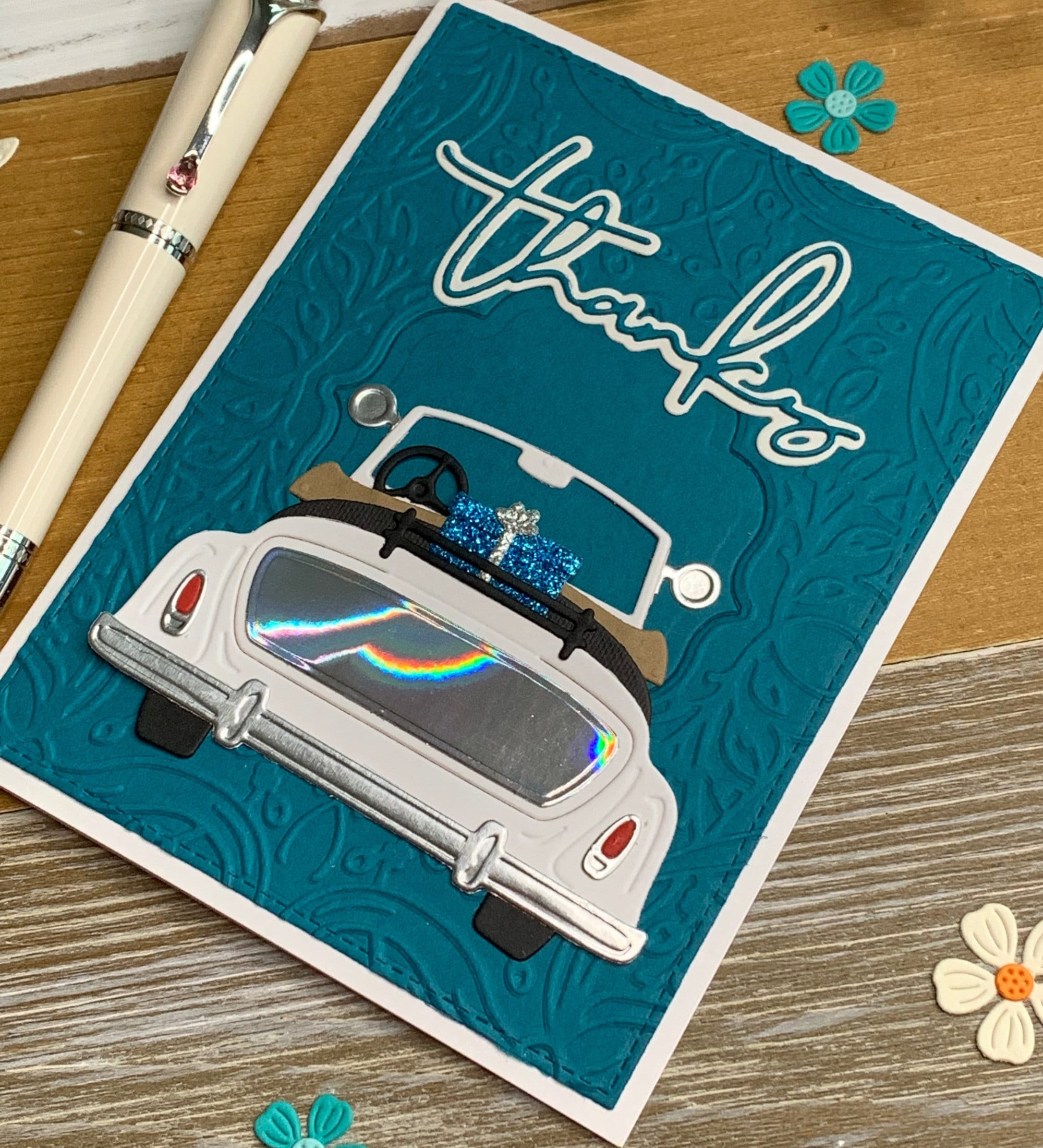 Classic Car Thank You Card; Thanks Handmade Greeting Card Featuring ...