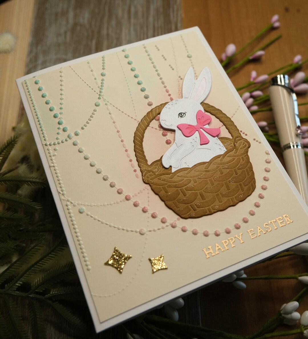Easter Bunny in Wicker Basket Card, Hoppy Easter Card, Happy Easter ...
