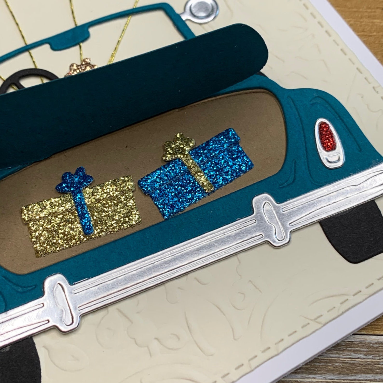 Blue Classic Car Birthday Card; Handmade Interactive Birthday Card ...