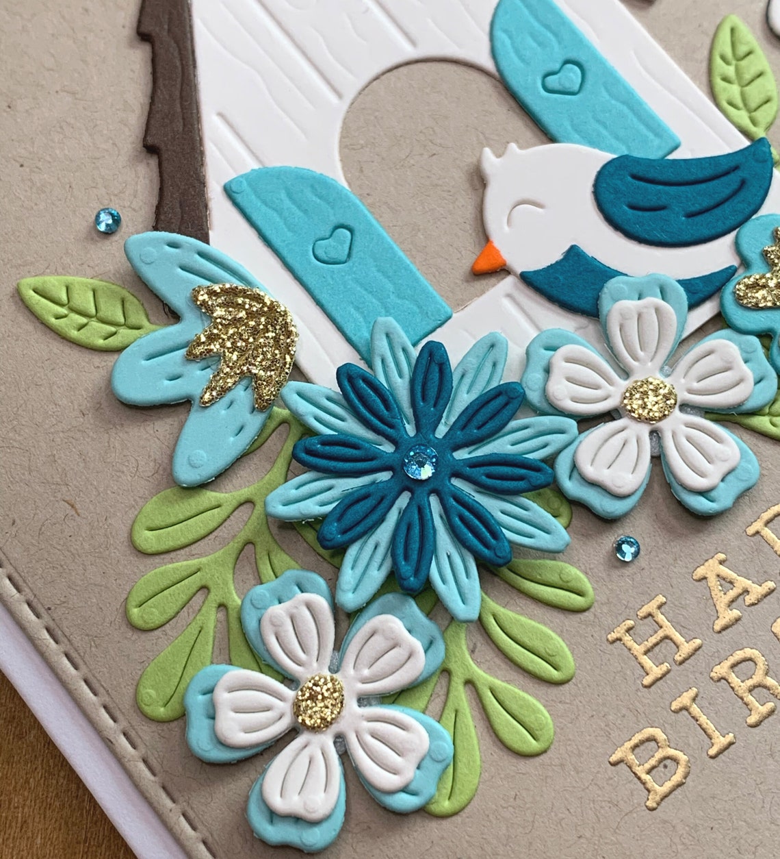 Bird Floral Birthday Card Handmade Floral Birdhouse Birthday - Etsy