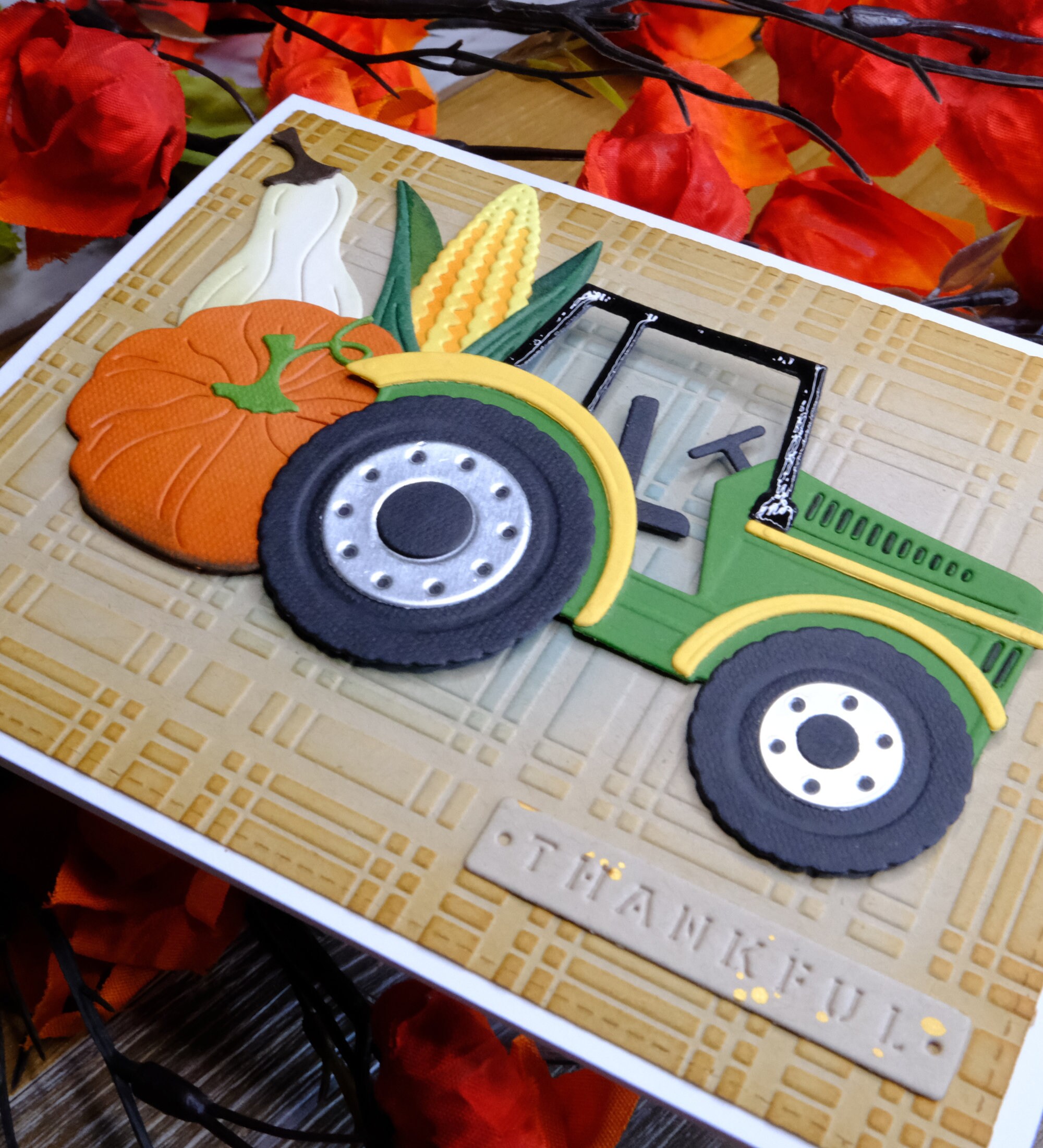 Tractor Greeting Card for Fall; Happy Fall Thankful Greeting Card ...