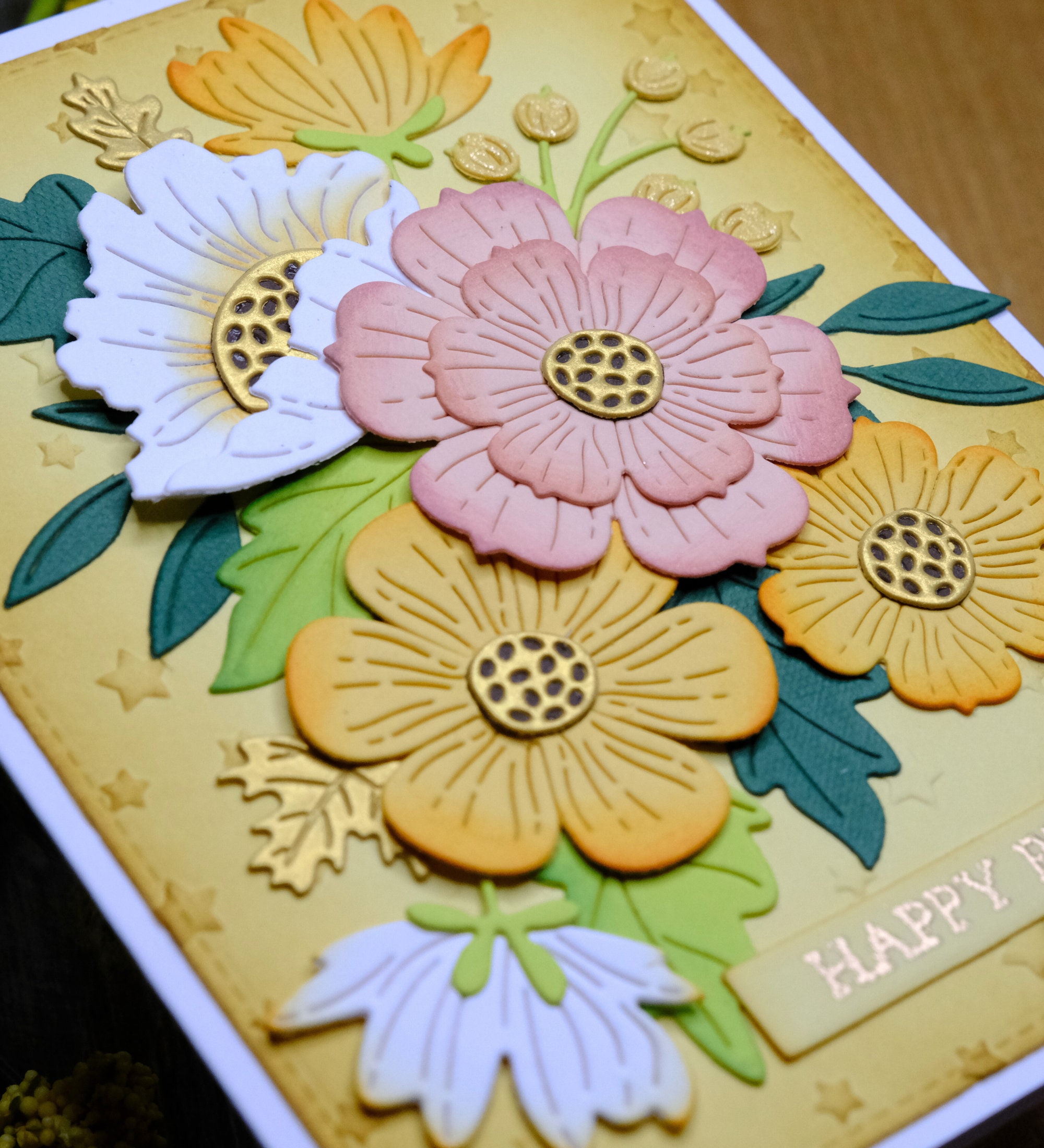 Yellow Birthday Card With Florals Floral Birthday Card in Yellow Tones ...