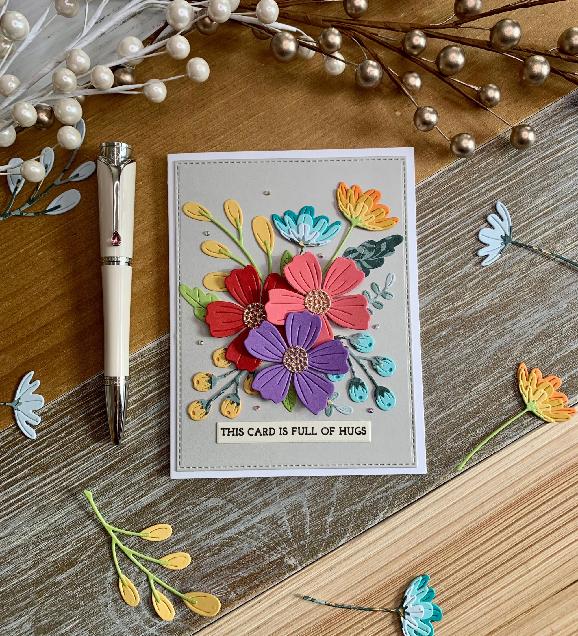 Large Bloom Floral Bouquet Card This Card is Full of Hugs | Etsy