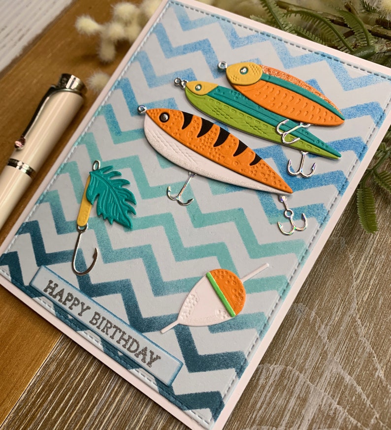 Fishing Lures Birthday Card; Bday Card for Fishing Lovers; Fishing Hook ...