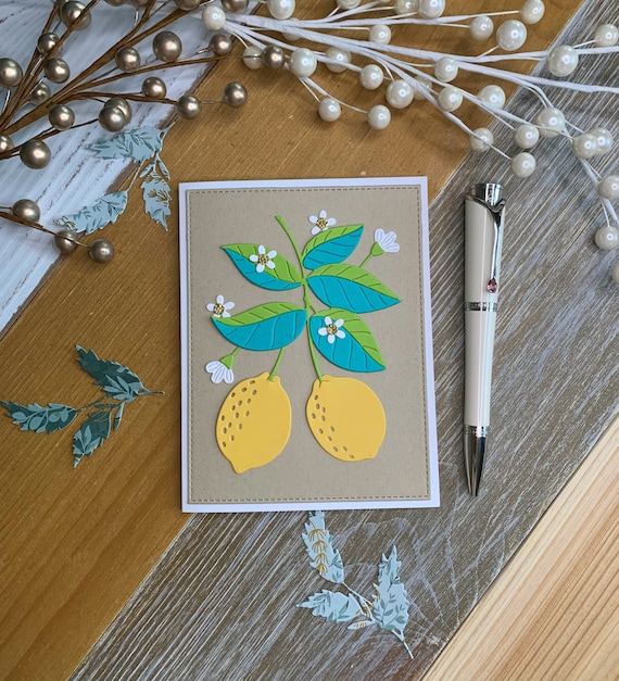 Lemon Tree Branch Card Handmade Floral Lemon Greeting Card - Etsy
