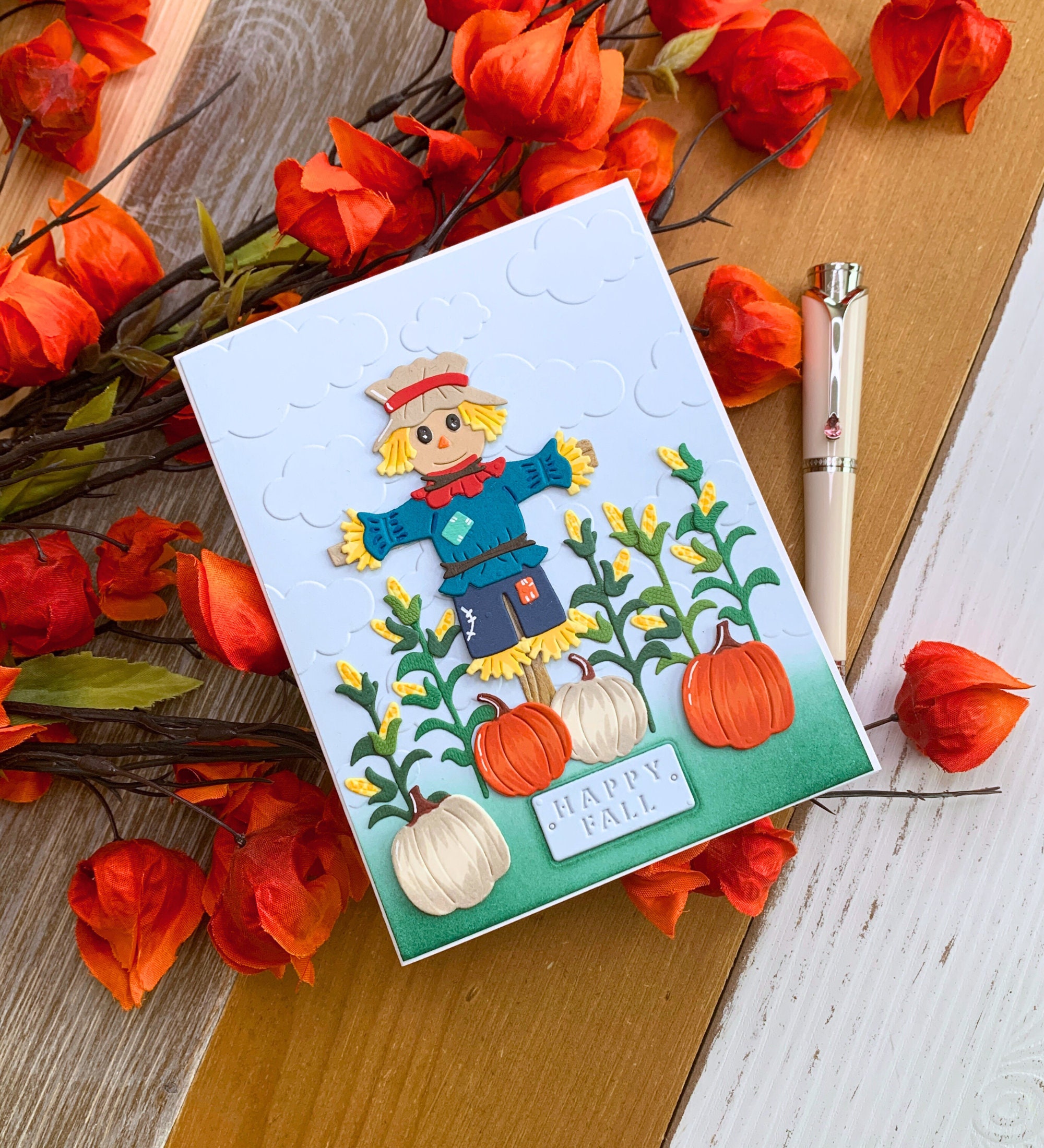 Fall Scarecrow Card, Happy Fall or Thankful Card, Thanksgiving Card ...