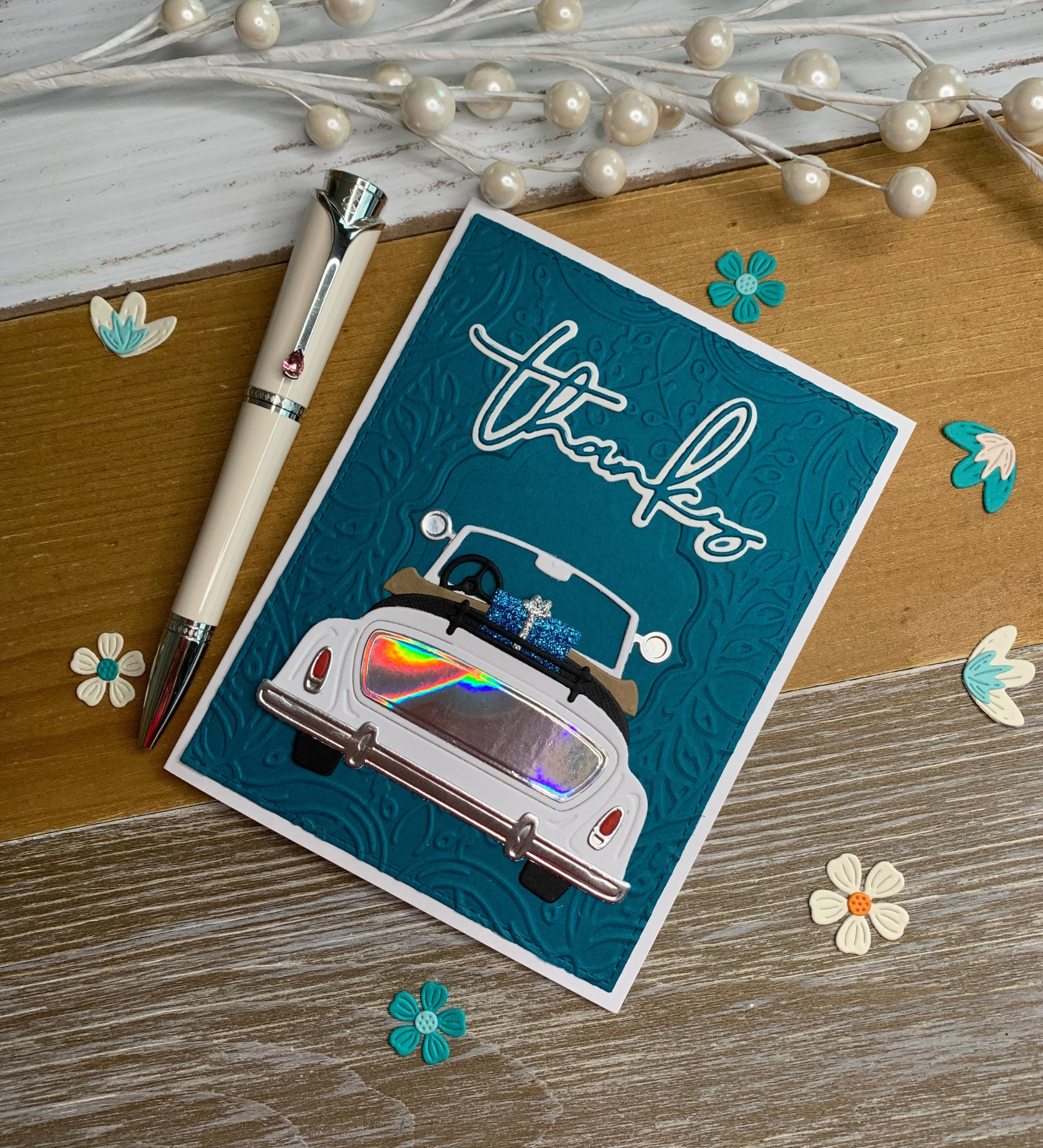 Classic Car Thank You Card; Thanks Handmade Greeting Card Featuring ...