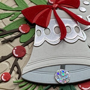 Jingle Bells Handmade Holiday Card; Greeting Card With Bells, Red Bow ...