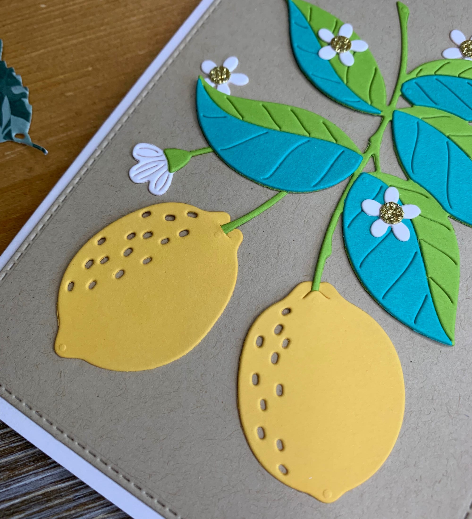 Lemon Tree Branch Card, Handmade Floral Lemon Greeting Card, Die Cut ...