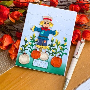Fall Scarecrow Card, Happy Fall or Thankful Card, Thanksgiving Card ...