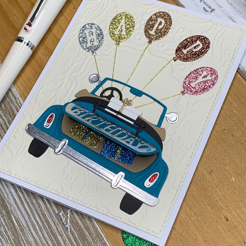 Blue Classic Car Birthday Card; Handmade Interactive Birthday Card ...