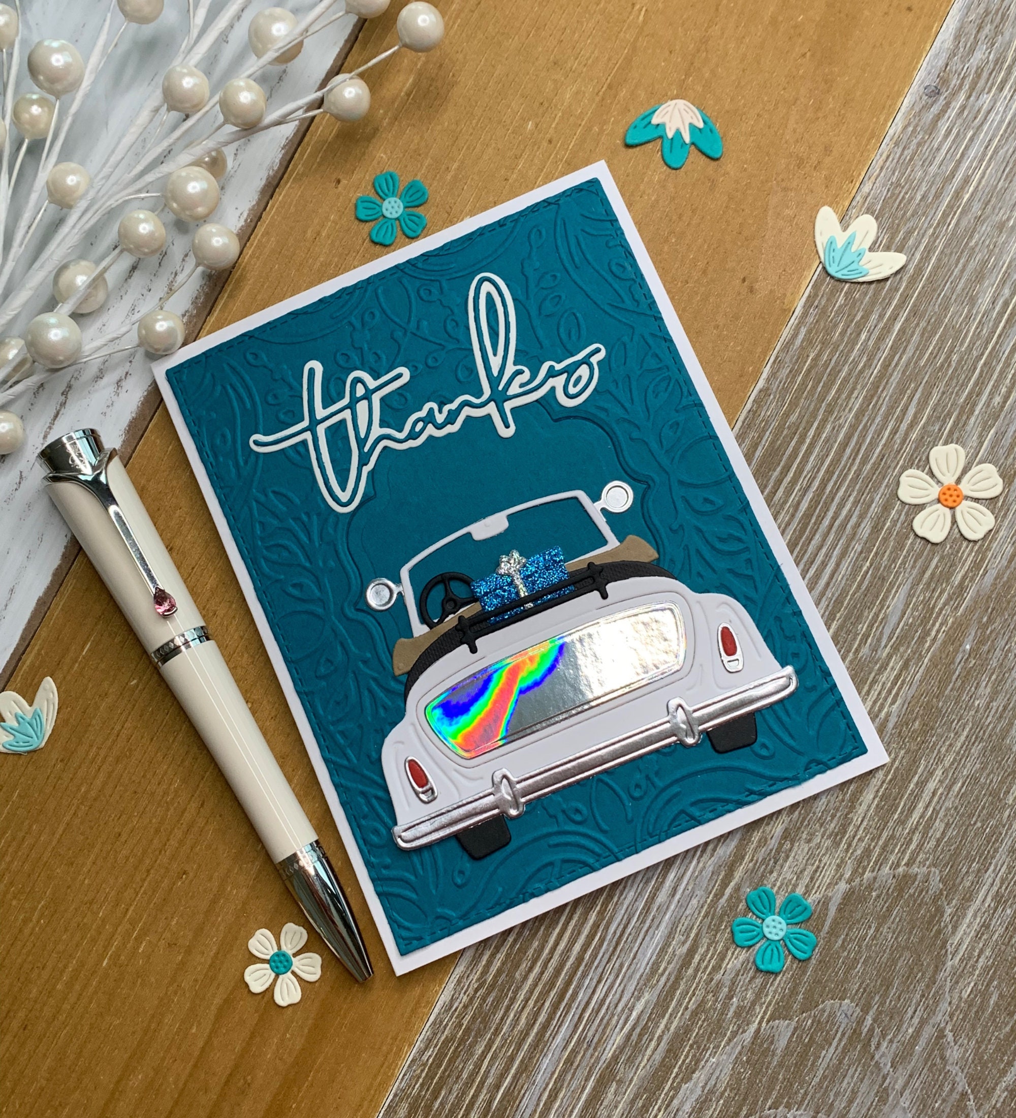Classic Car Thank You Card; Thanks Handmade Greeting Card Featuring ...