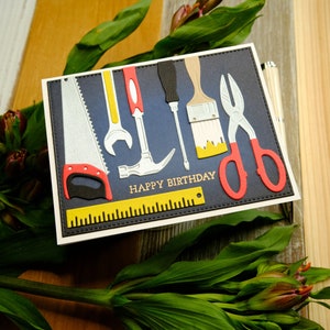 Tools Birthday Card; Set of Tools, Toolbox Card for Birthday; Masculine ...