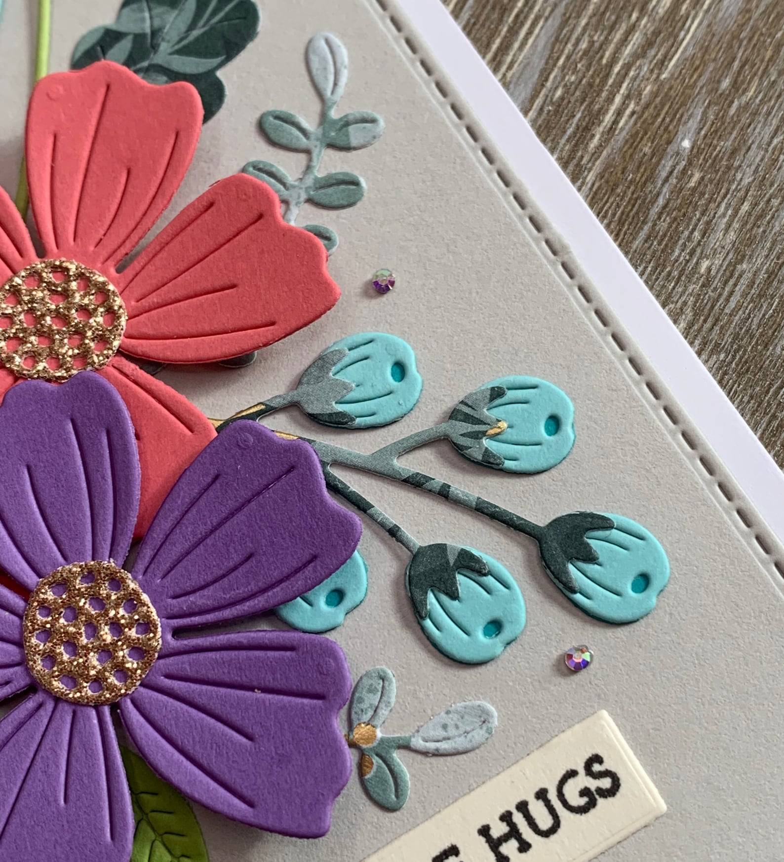 Large Bloom Floral Bouquet Card; This Card is Full of Hugs Greeting ...