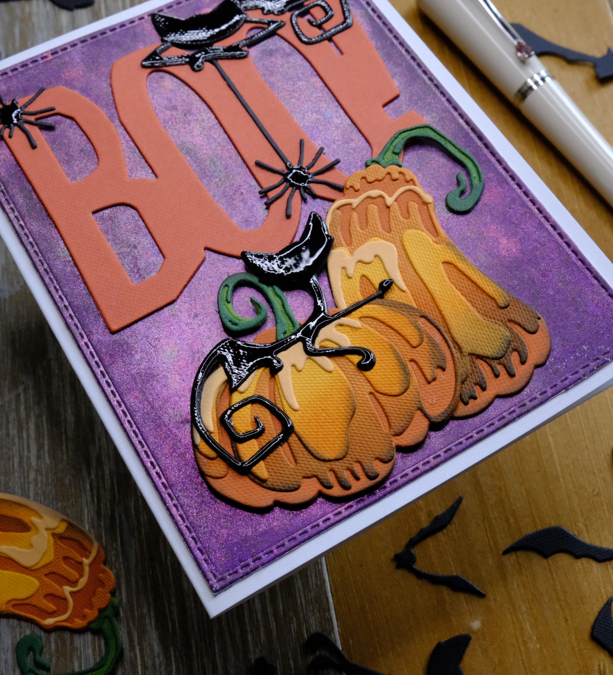 Spooky Halloween Card BOO Cats and Pumpkins Halloween Card - Etsy