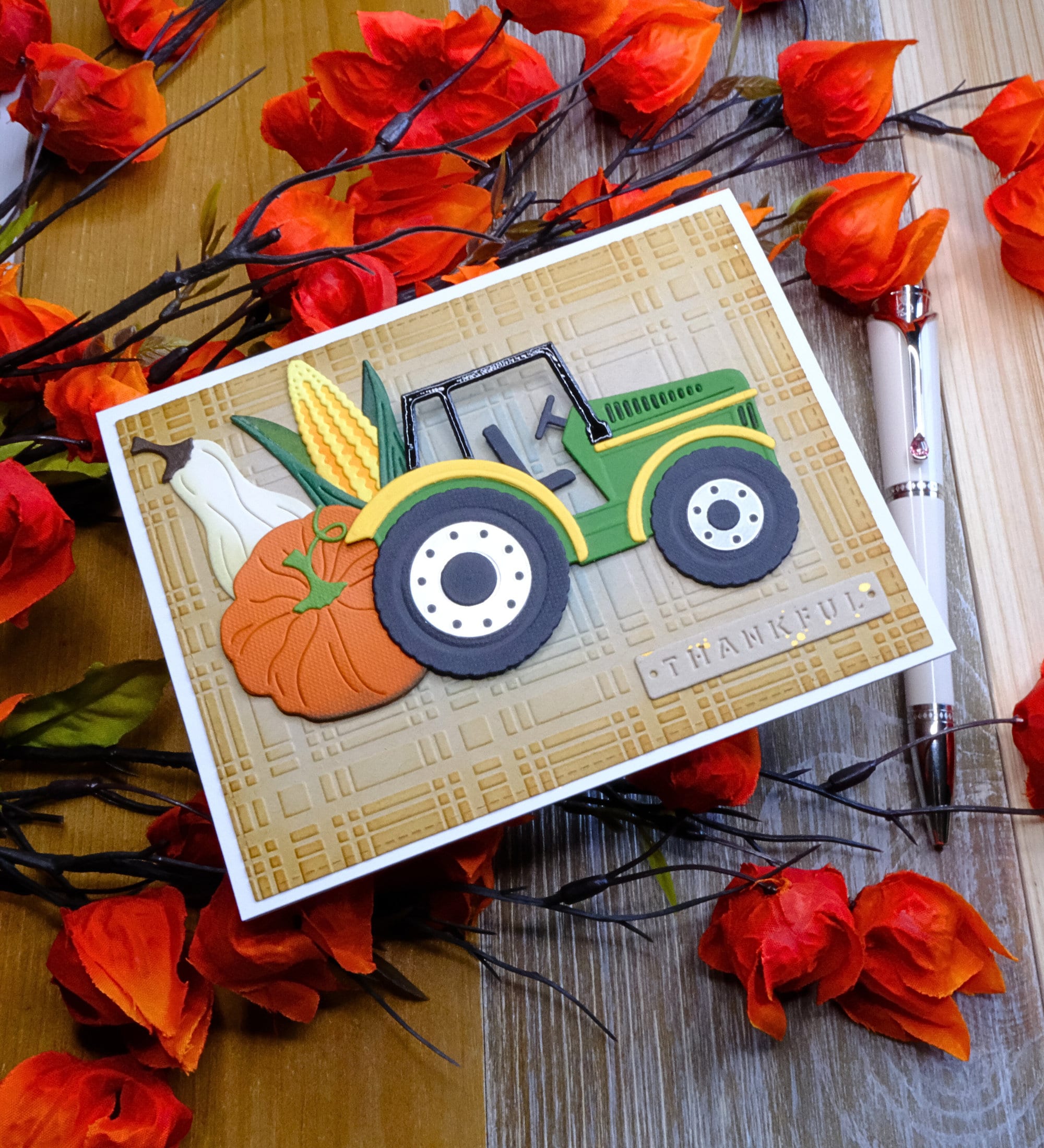 Tractor Greeting Card for Fall; Happy Fall Thankful Greeting Card ...
