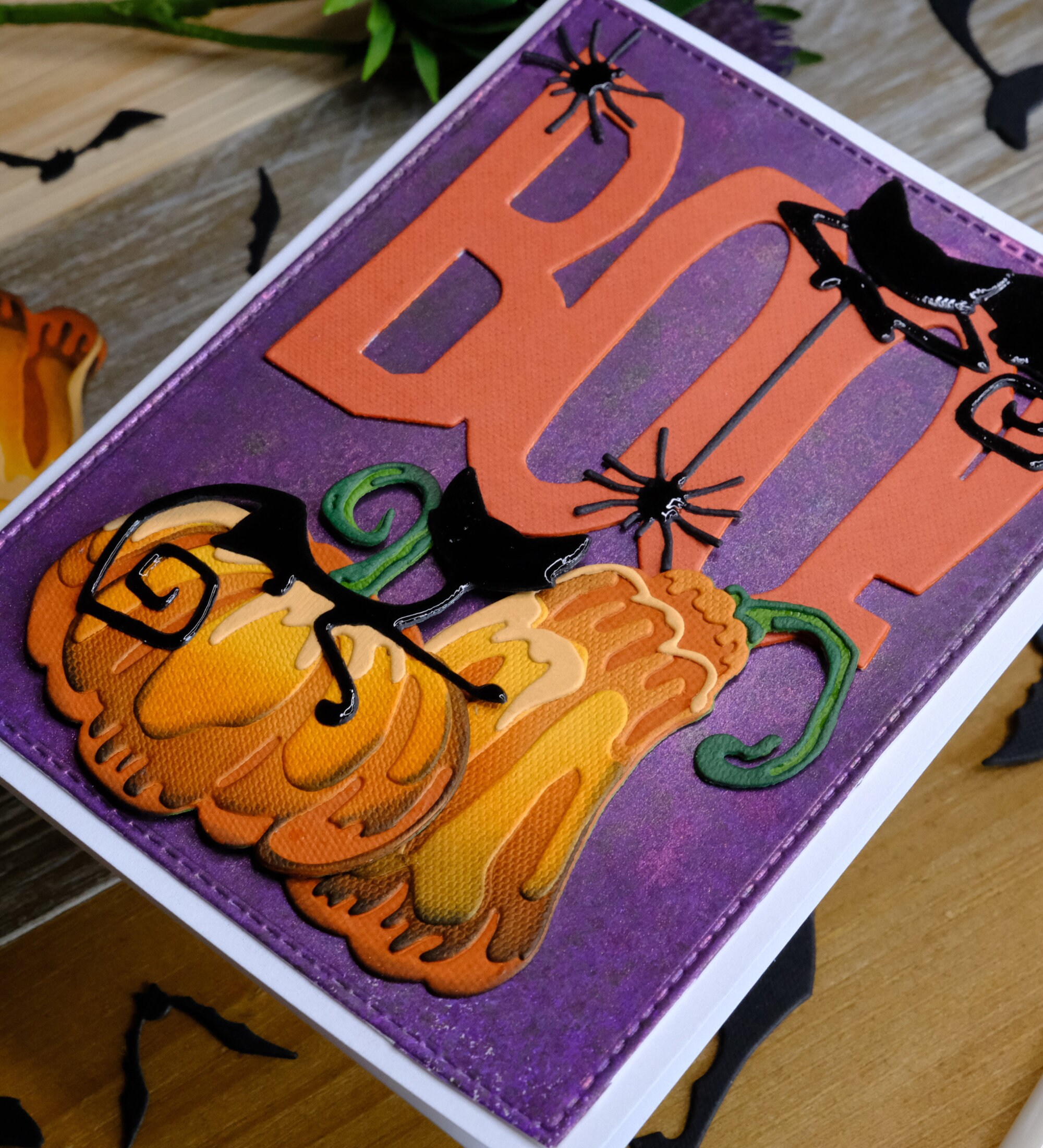 Spooky Halloween Card BOO Cats and Pumpkins Halloween Card - Etsy