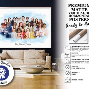 Large Family Custom Portrait, Large Group Portrait From Photo ...