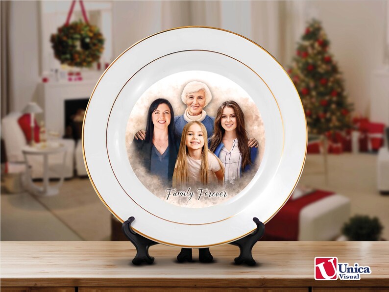 Personalized Gold Trim Ceramic Plate With Custom Photo - Perfect ...